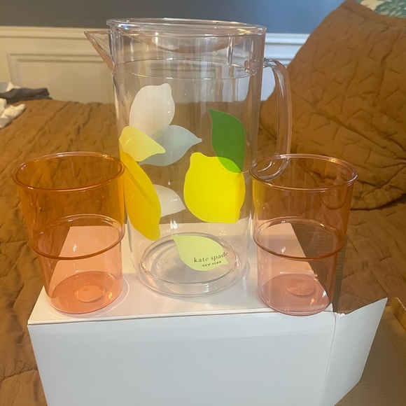 kate spade | Dining | Kate Spade Lemon Pitcher And Glass Set Yellow And ...